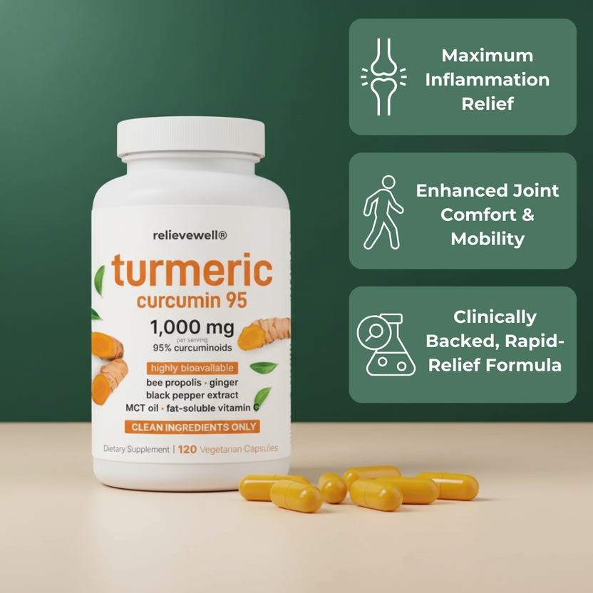 Turmeric Curcumin (95% curcuminoids - 1,000mg) – relievewell
